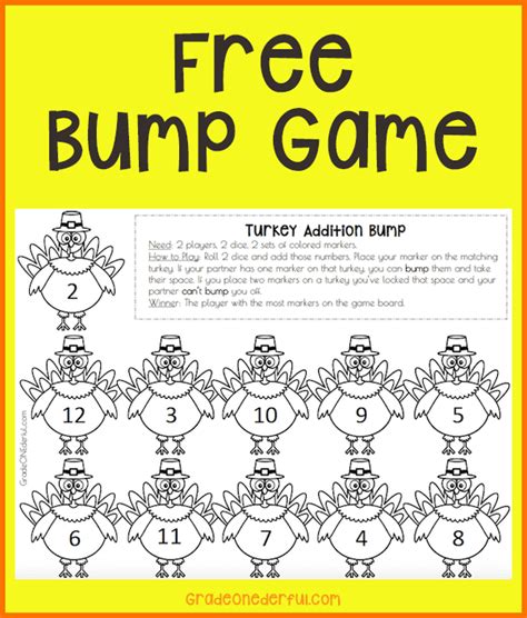 Bump Math Game Free Printable