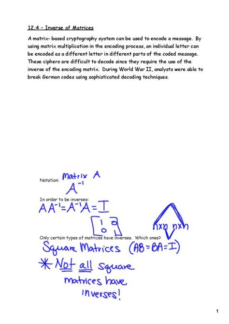 Matrix Pdf 174070 4 Inverse Of Matrices