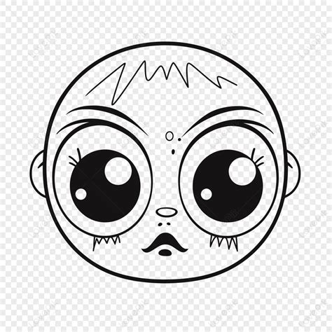 문신 개요 스케치 드로잉의 어린이 이미지를위한 아기 얼굴 색칠 페이지 벡터 라인 아트 선 그리기 PNG 일러스트 무료 다운로드