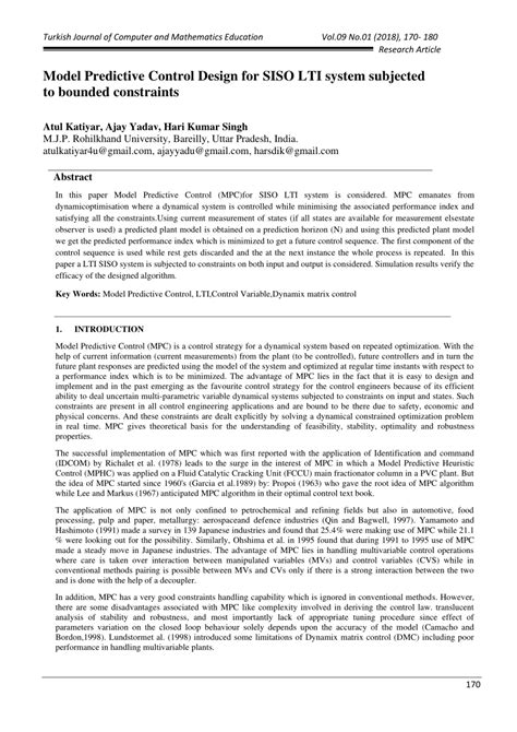 pdf model predictive control design for siso lti system subjected to bounded constraints