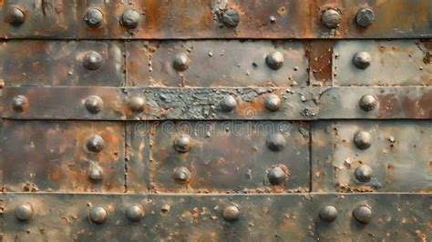 A Detailed Shot Of Rough Industrial Steel Plates Riveted Together To
