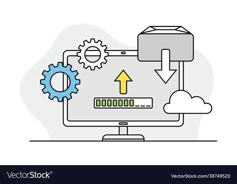 Desktop Computer Monitor With Cloud Storage Vector Image
