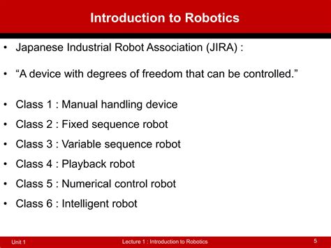 Lecture 1 Introduction To Roboticspptx Robotics Technology
