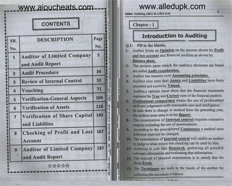 Aiou Keybook And Solved Assignment Auditing Code 481 Available