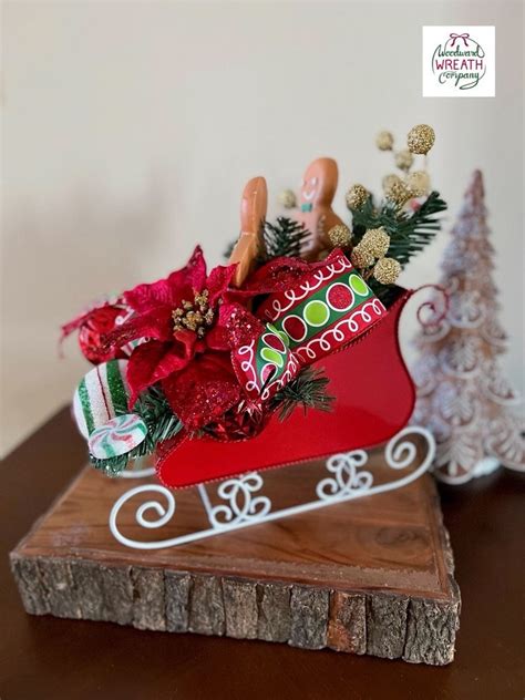 Gingerbread Sled Centerpiece Sled With Gingerbread Men Etsy