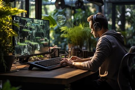 Premium Ai Image A Photograph Of A Developer Writing Code On A Computer