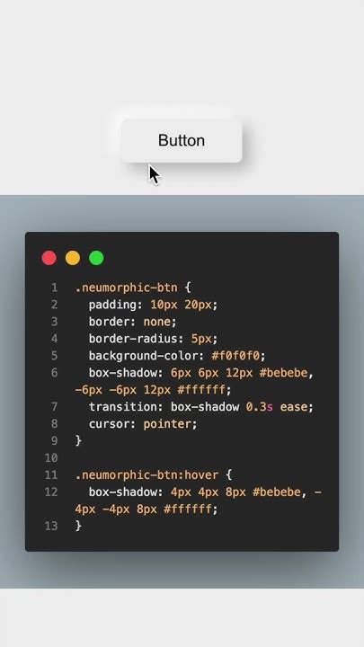Creating Neumorphic Button By Using Html And Css Html Css Coding Webdesign Webdevelopment