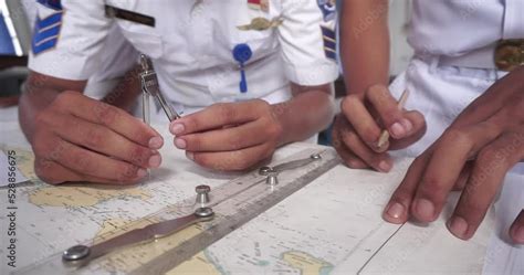 Student Study Navigation Ship Chart For Building A Sailing Route Maps