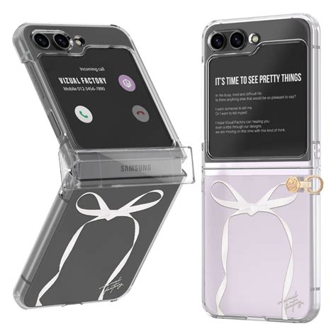 비주얼팩토리 슬림리본 갤럭시z플립 투명 하드 케이스 위시버킷