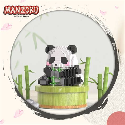 Manzoku Super Cute Panda Block Huahua Panda Cartoon Nano Block Toy For