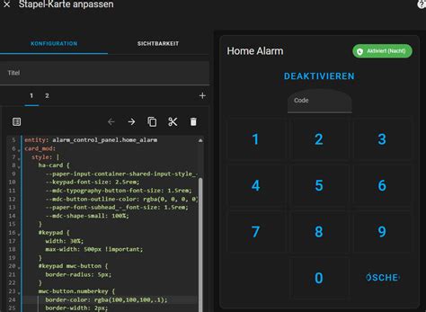 Alarm Control Panel Sizing Dashboards Frontend Home Assistant Community