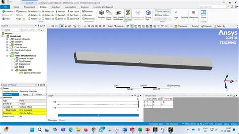 Simply Supported Beam Static Structural Ansys Workbench Youtube