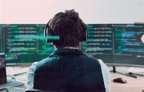 Coding, Computer Screen with Man, Programmer and Web Design, Software Update with Information ...