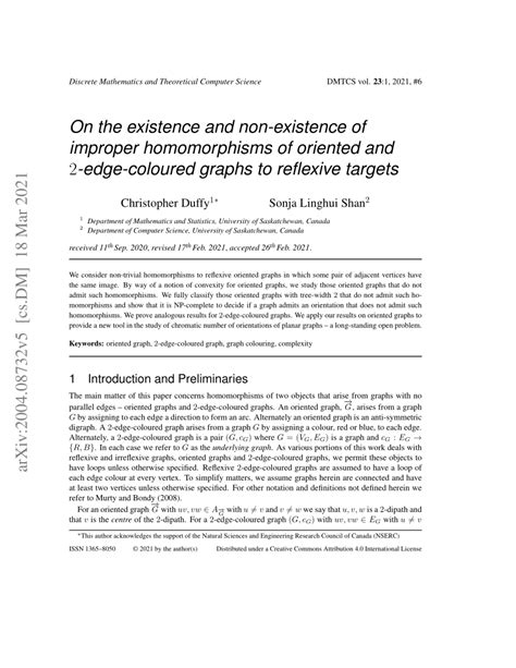 Pdf On The Existence And Non Existence Of Improper Homomorphisms Of Oriented And 2 Edge