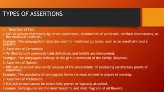 ASSERTIONS AND IT S TYPE S OF ASSERTIONS PPT