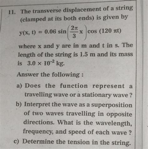 solved 11 the transverse displacement of a string clamped