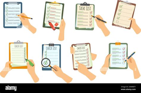 Hand Holding Checklist On Clipboard Task Inspection Or Requirements