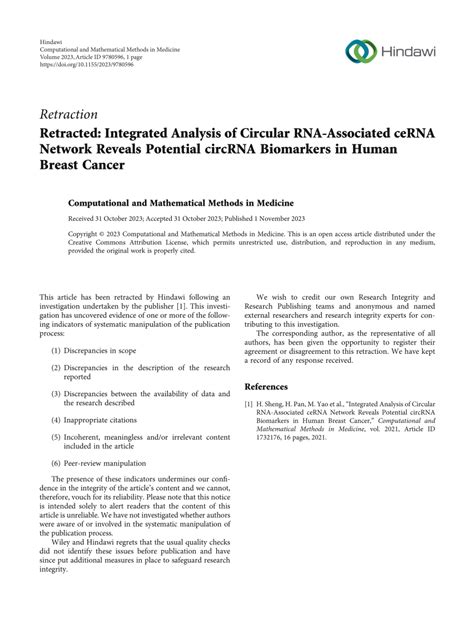 Pdf Retracted Integrated Analysis Of Circular Rna Associated Cerna