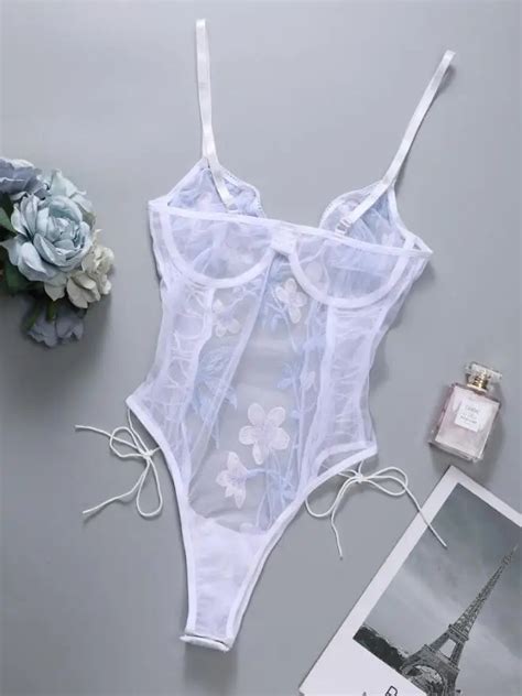 Цветочной вышивкой Тедди Для женщин пуш ап экзотические секса женщины сексуальное дамское белье