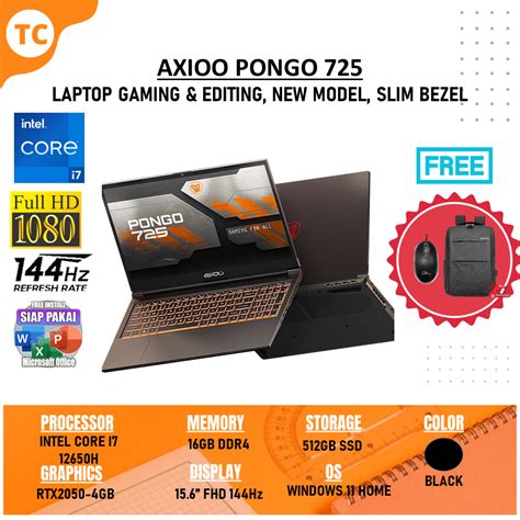 Jual Laptop Gaming Baru Axioo Pongo Intel Core I H Gb Gb Ssd Rtx Gb Fhd