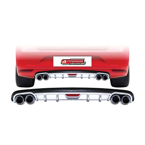 Universal 4 Pipe Rear Diffuser Black And Silver 118cm Autotech Wholesale