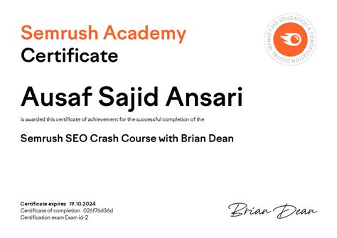 Ausaf Sajid Ansari On Linkedin Semrush Seo Crash Course With Brian Dean