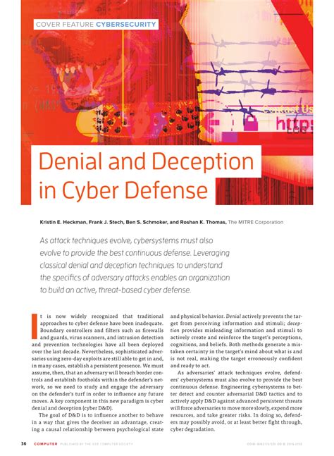 Pdf Denial And Deception In Cyber Defense