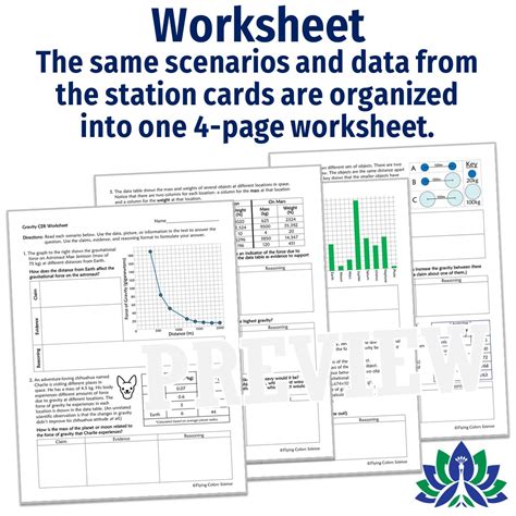 Gravity Cer Activity Worksheet Flying Colors Science