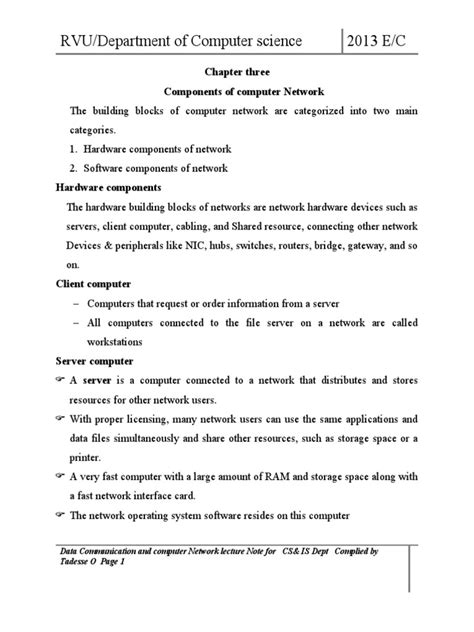 Nework Lectue Note Bus Pdf Computer Network Network Switch