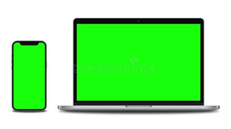 Smartphone And Laptop With Green Screen Slide Into The Camera Frame K Animation For