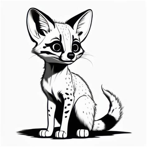Genet Outline Black And White Cute Coloring Book Premium Ai Generated