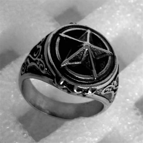 Self Defense Ring Edc Unisex Pentagram Ring Outdoor Stainless Steel