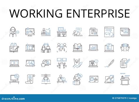 Functioning Operation Line Icons Collection Efficiency Functionality