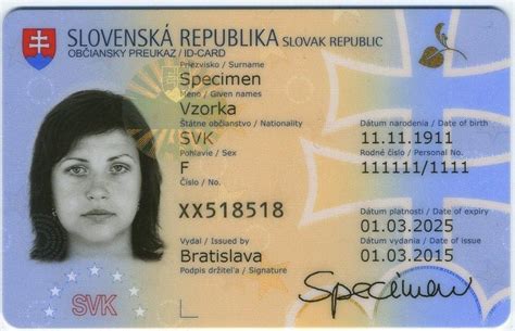 National Id Card Slovakia Slovakia Id Card Front Side