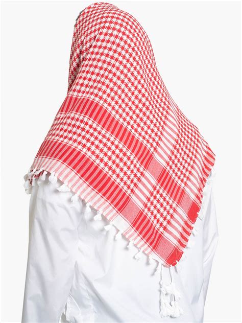 Traditional Check Shemagh Red White Me1313 Alhannah Islamic Clothing