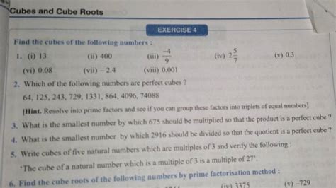 Cubes And Cube Roots EXERCISE Find The Cubes Of The Following Numbers