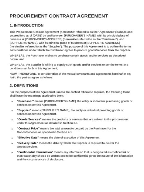 Procurement Contract Template Form Fill Out And Sign Printable Pdf Template Airslate Signnow