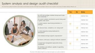 System Analysis And Design Audit Checklist