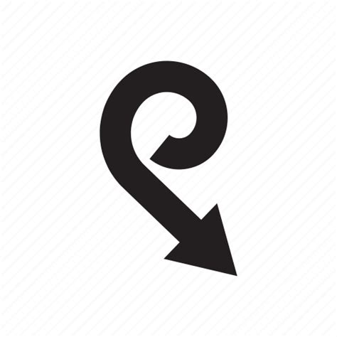 Arrow Cursor Direction Down Pointer Swirl Way Icon Download On