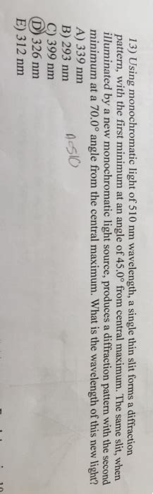 Solved Using Monochromatic Light Of 510 Nm Wavelength A