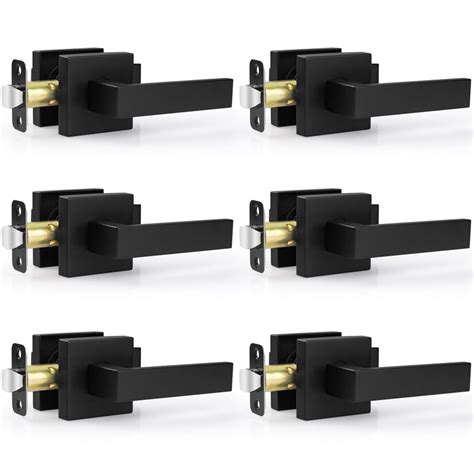 702 Auctions 6 Pack Door Handles Matte Black Passage Door Knobs