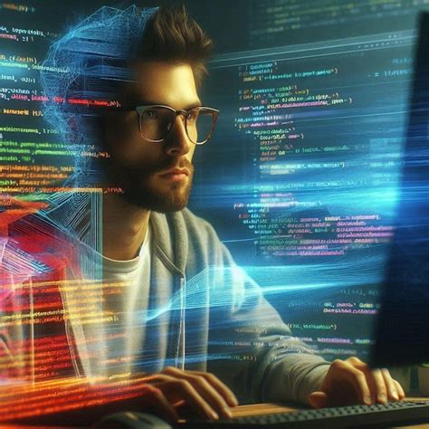 Virtual Code Editor In Action Premium Ai Generated Image