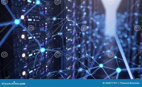 Server Rack Animation With Interconnected Circuit Board Dots Ai Generated Stock Illustration