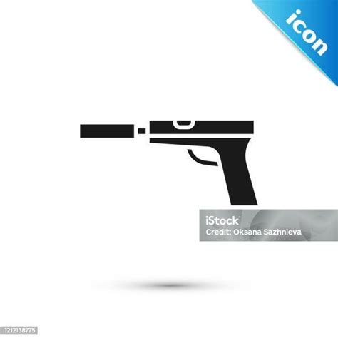 흰색 배경에 격리 된 소음기 아이콘 회색 권총 또는 총 벡터 일러스트레이션 개성 개념에 대한 스톡 벡터 아트 및 기타 이미지 개성 개념 군사 권총 Istock