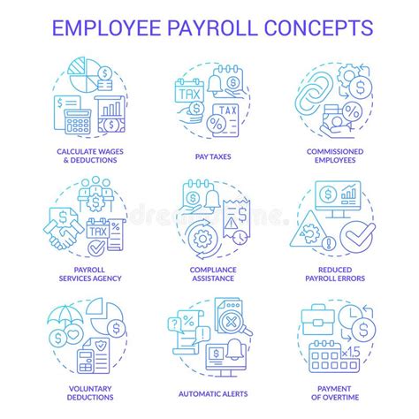Employee Payroll Linear Icons Set Stock Illustration Illustration Of