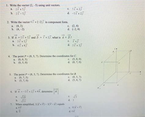 solved 1 write the vector 2 5 using unit vectors a 21
