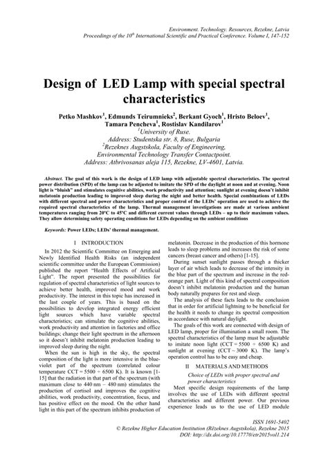 PDF Design Of LED Lamp With Special Spectral Characteristics