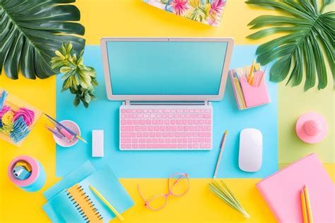 Creative Digital Workspace With Bright Colors And Premium Ai Generated Image
