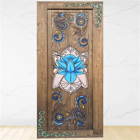 Floral Barn Door Hand Carved Single Door Hand Carved Floral Pantry