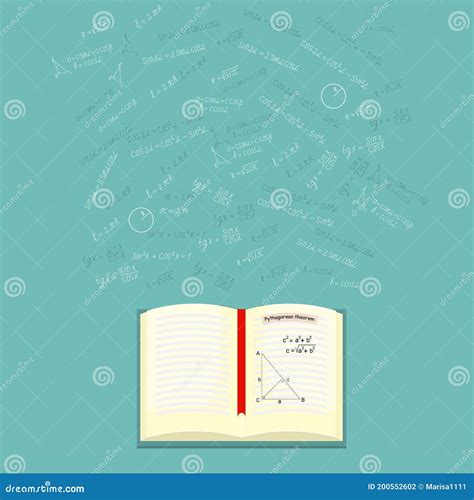 Mathematics Geometry Background With An Open Book On Mathematics And Formulas Shapes Sine